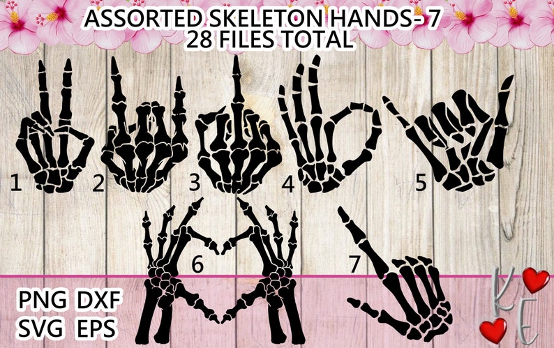 Skeleton Hands Svg Bundle of 7 Images - Skeleton Hand Salute Svg - 4 ...