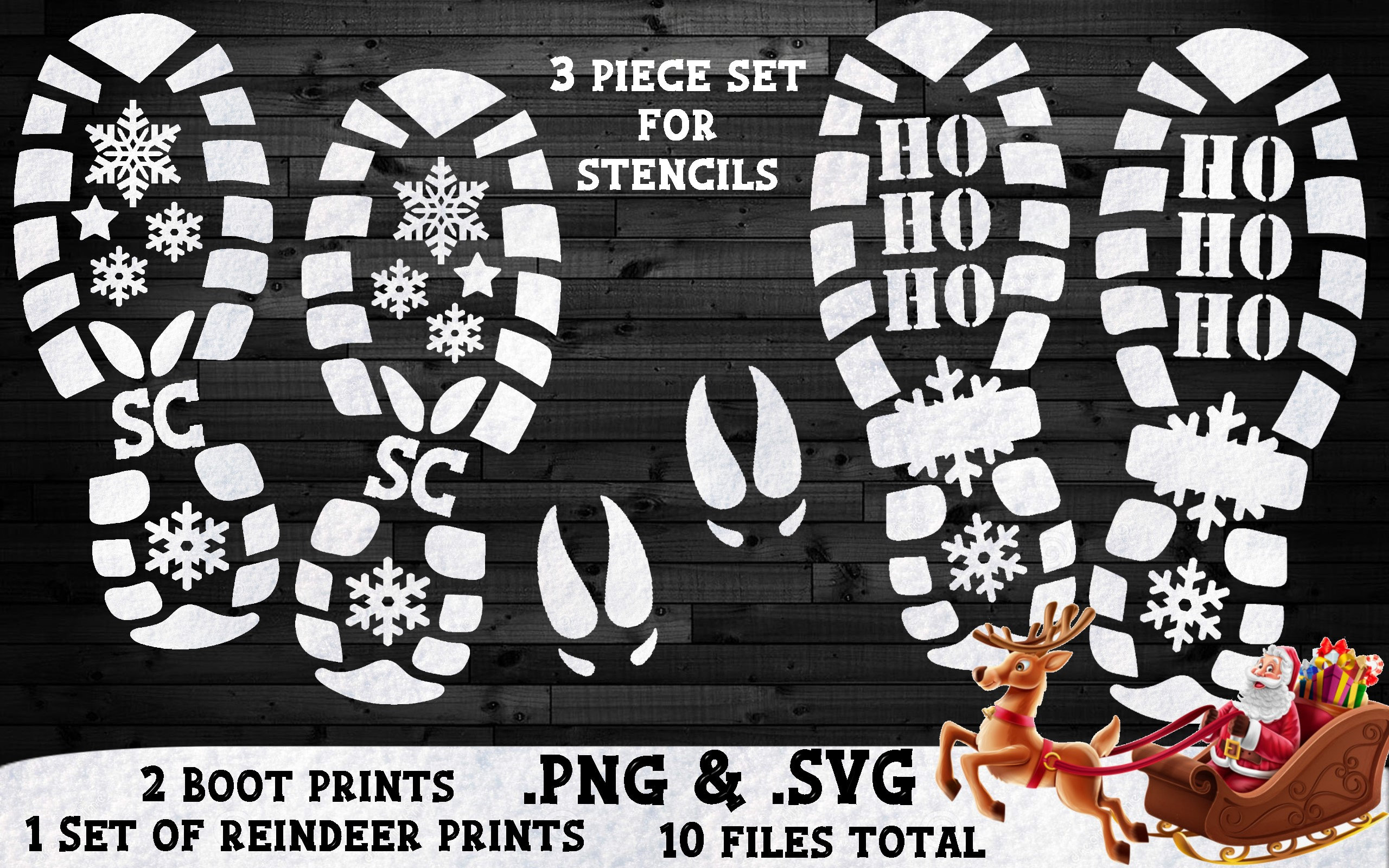 Santa Claus Boot Print SVG Stencils Reindeer Hoof Print SVG - Etsy Hong ...
