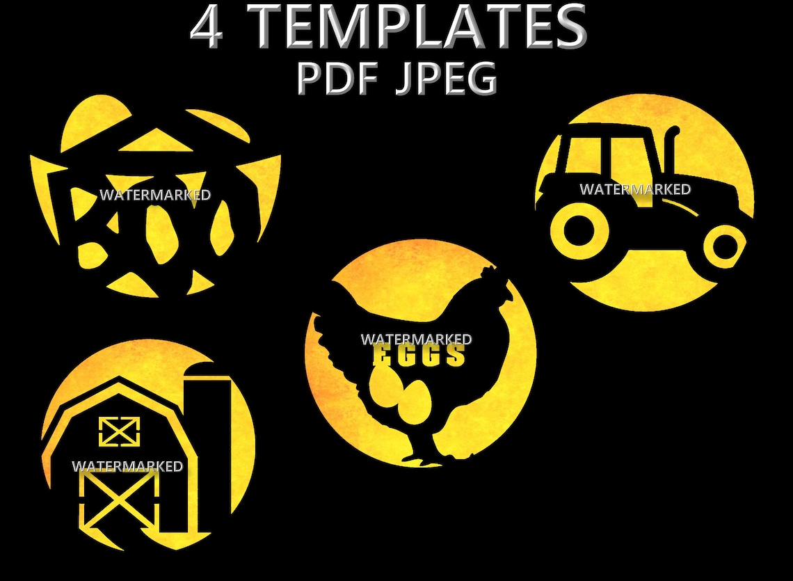 Farm Pumpkin Carving Templates Pumpkin Carving Patterns 4 - Etsy