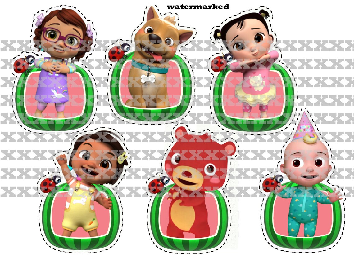 Cocomelon printable cupcake toppers 15 in png format | Etsy