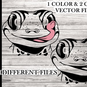 Cute Gecko Svg File - Gecko Face Vector Files - 2 Different Files, One ...