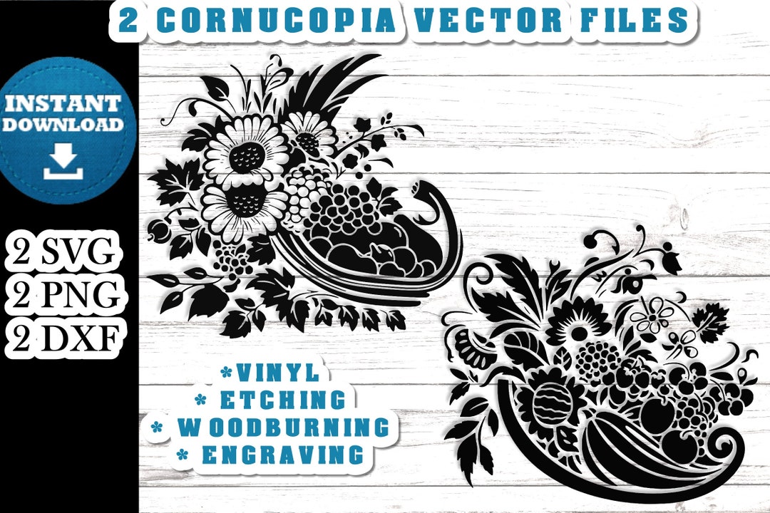 Cornucopia SVG - Thanksgiving Svg - 2 Cornucopia Designs in 3 Different ...