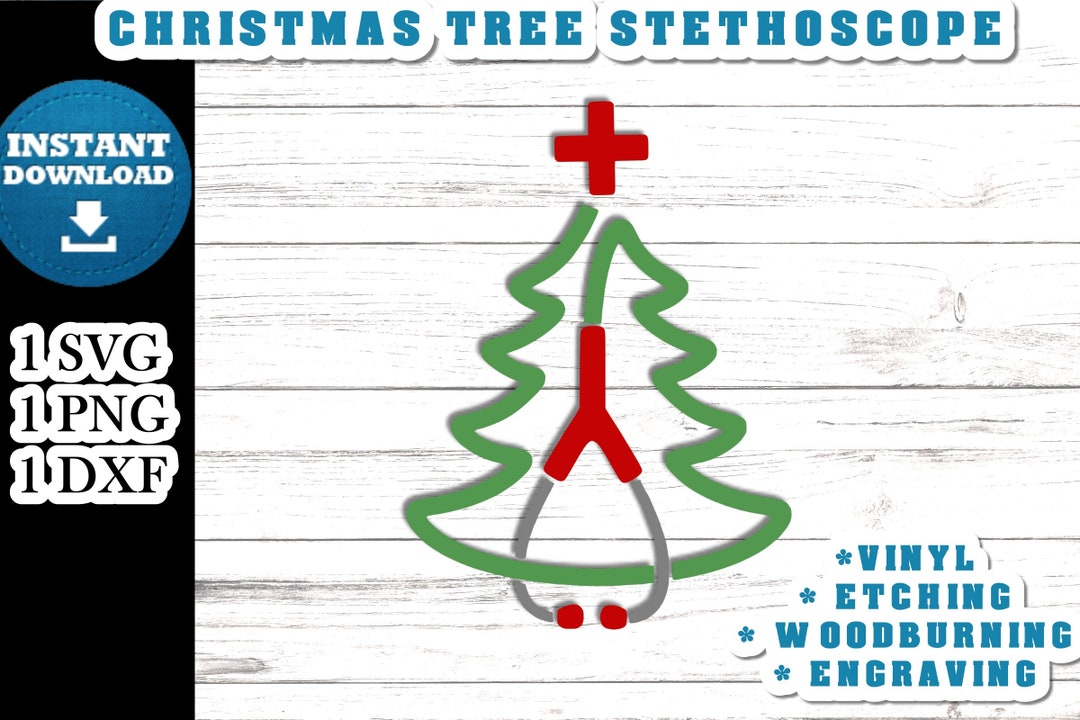 Stethoscope Christmas Tree Svg - Medical Christmas Tree Vector File ...