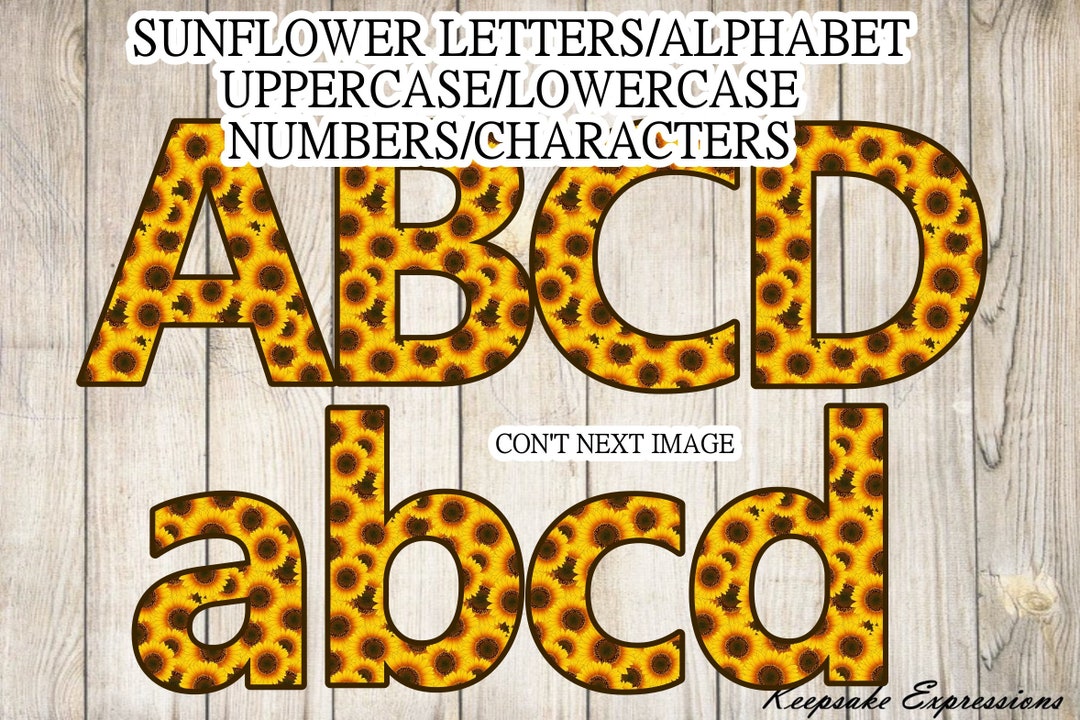 Sunflowers Font/alphabet, Digital Download PNG Files Letters, Numbers ...