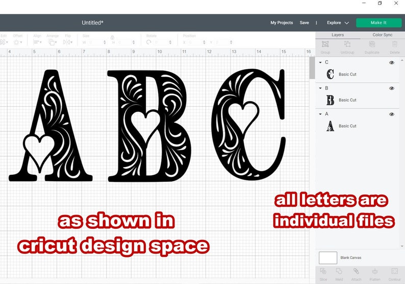 Fancy Heart Scroll Letters SVG cutting files png dxf Break | Etsy