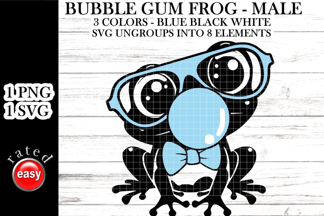 Cute Boy Frog Svg - Bubble Gum Frog Svg - Easy Layered Frog Svg - 3 ...