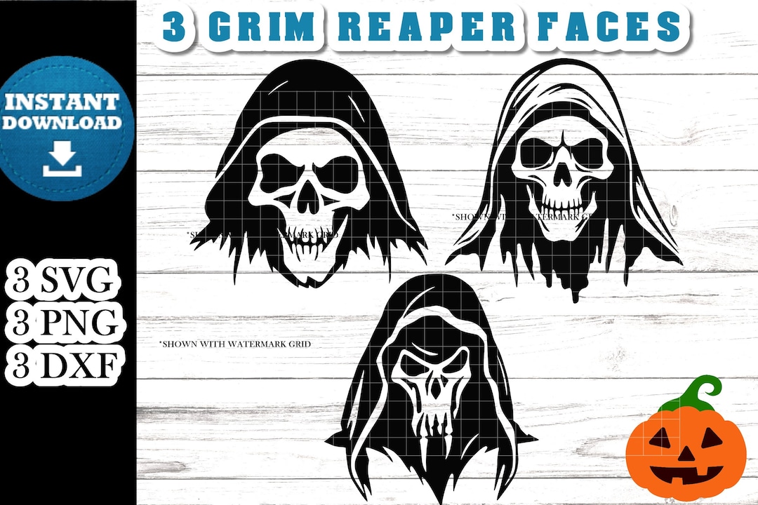 Grim Reaper Svg Files - 3 Grim Reaper Heads - Grim Reaper DXF Files ...