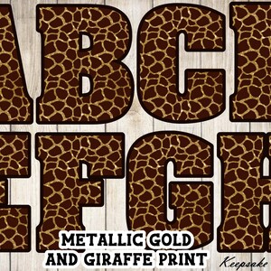 Giraffe Animal Print Font/letters With a Bonus Matching GIRAFFE, Dark ...