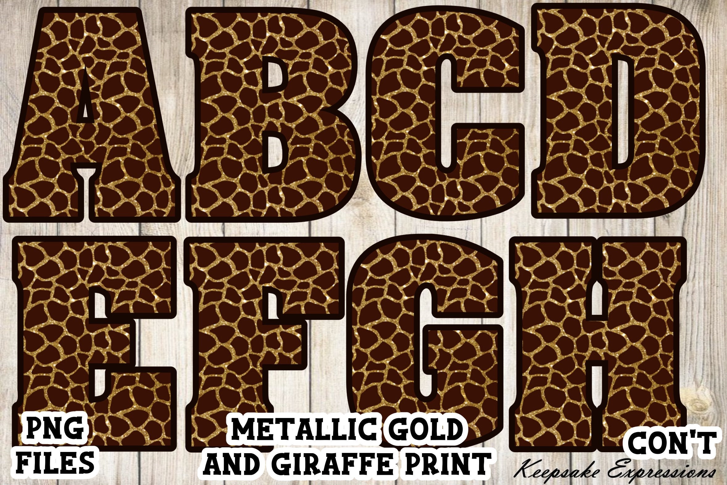 Giraffe Animal Print Font/Letters with a bonus matching | Etsy