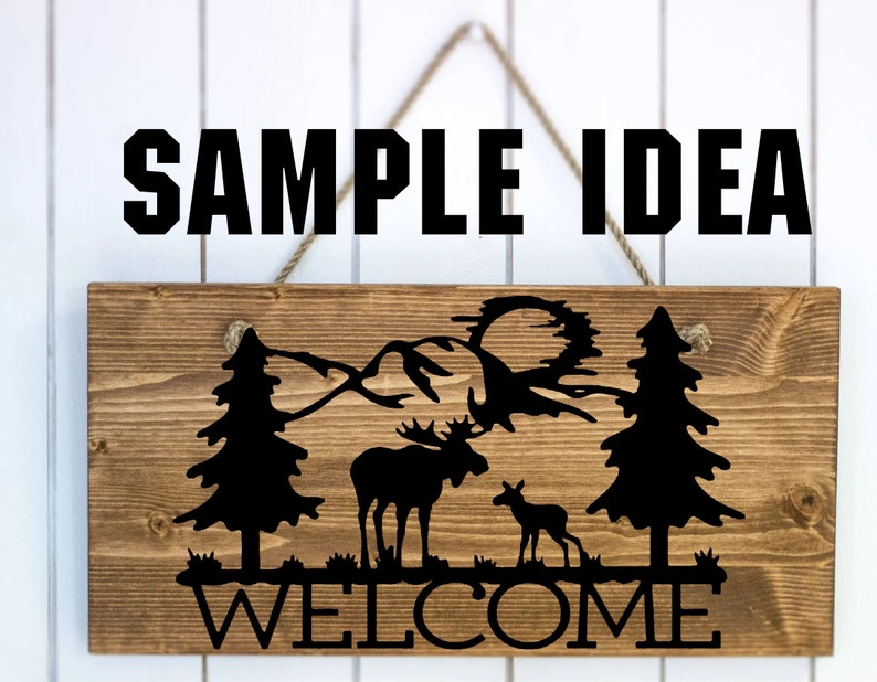Moose and Baby SVG Silhouette Moose Welcome Sign SVG Moose - Etsy