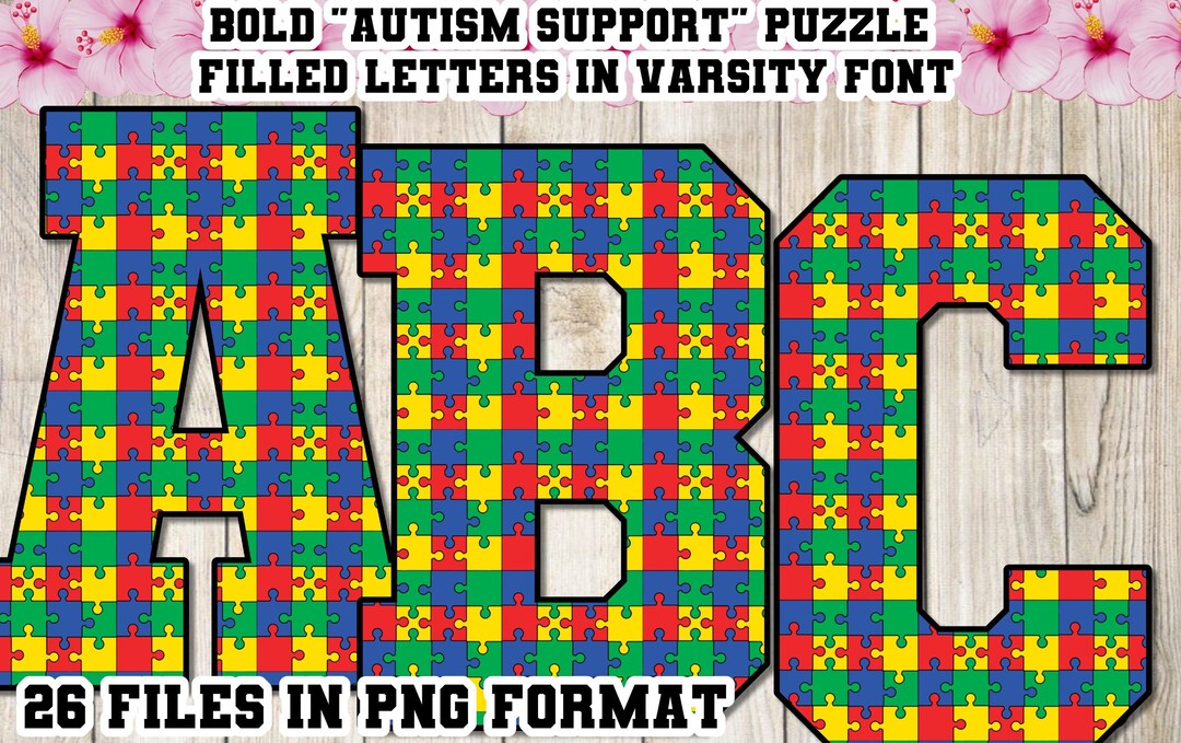 Digital Autism Font to Create Your Projects- Instant Download- 26 Files ...