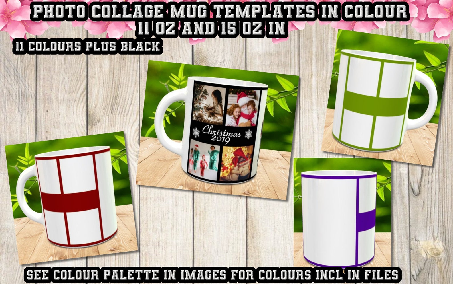Foto Collage Tasse Sublimation Vorlagen 12 Farben inkl. | Etsy