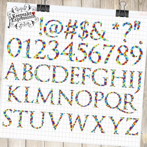 Digital Autism Font Digital Images PNG Files Letters, Numbers and ...