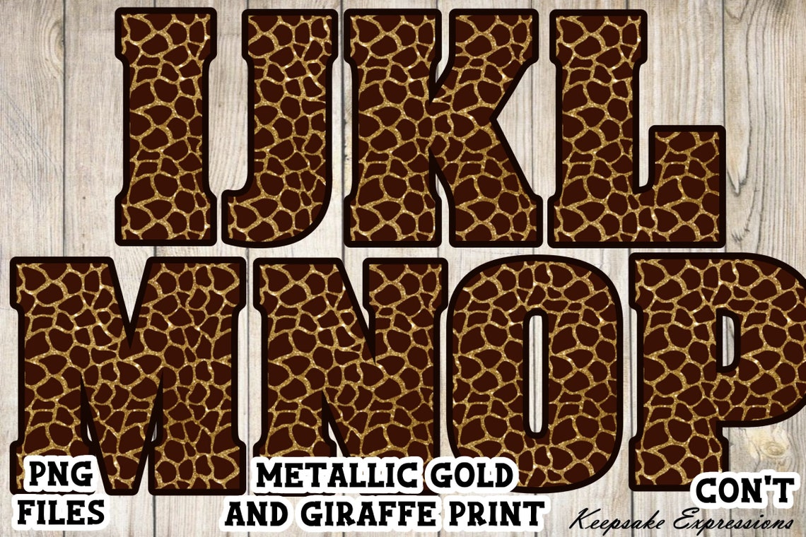 Giraffe Animal Print Font/letters With a Bonus Matching - Etsy