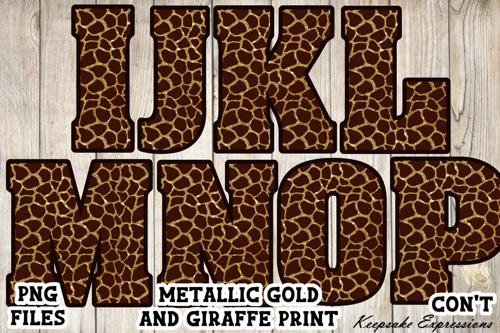Giraffe Animal Print Font/letters With a Bonus Matching GIRAFFE, Dark ...