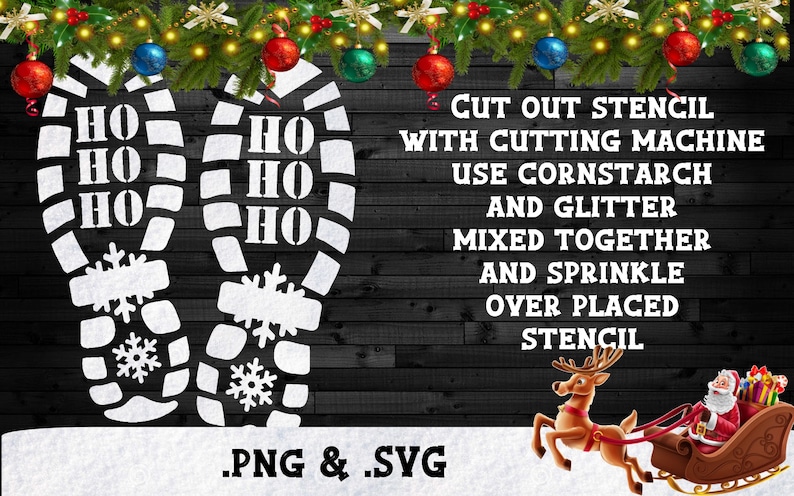 Santa Claus Boot Print SVG Stencils Reindeer Hoof Print SVG - Etsy
