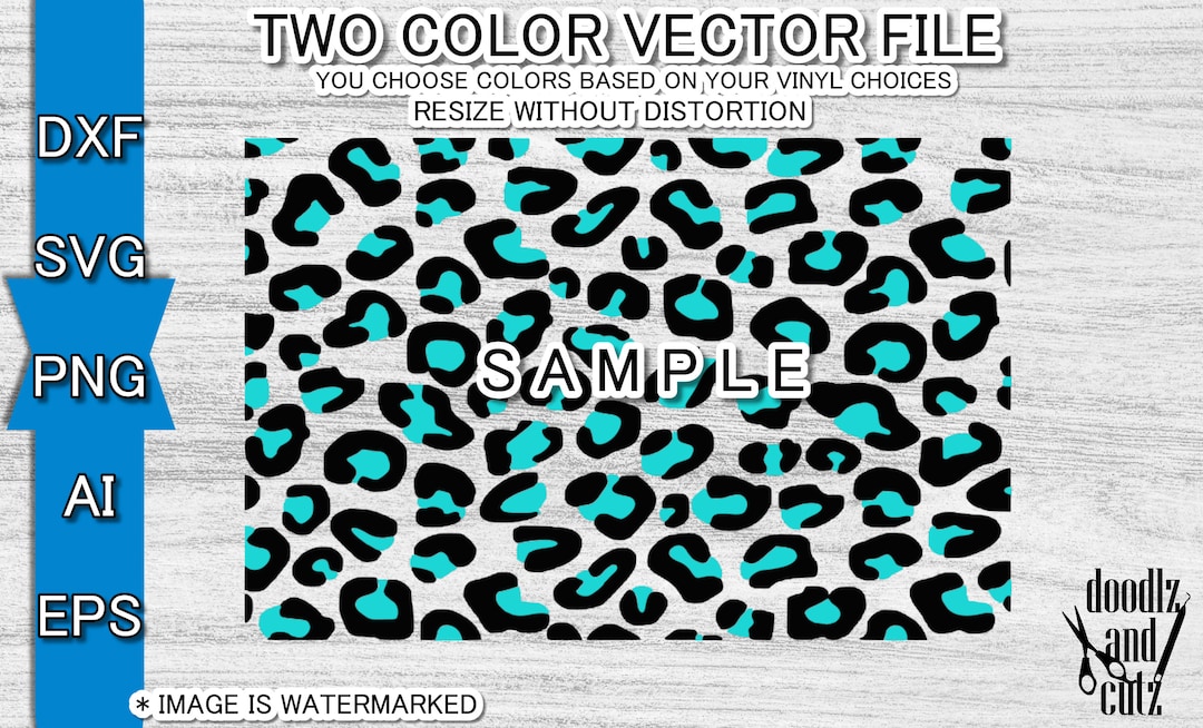 Black and Turquoise Leopard Print Pattern Cutting File - 2 Color File ...