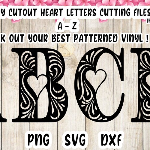 Fancy Heart Scroll Letters SVG Cutting Files Png Dxf Break - Etsy Canada