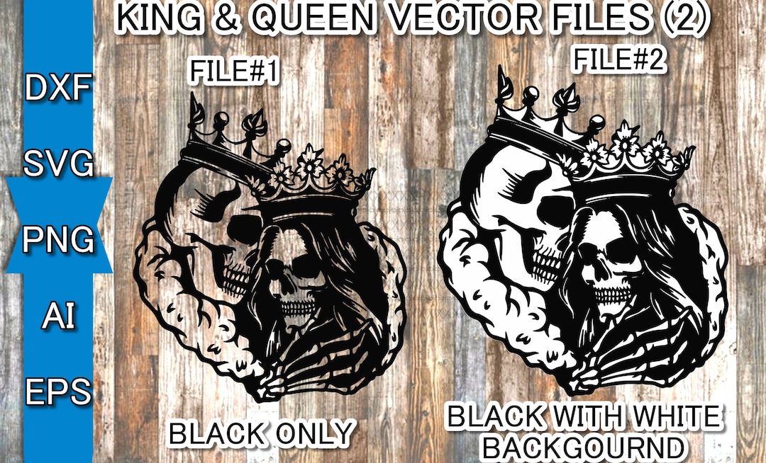 King and Queen Skulls Svg - Royal Skull Couple Svg - Gothic Love Svg ...