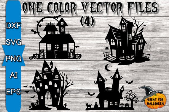 4 Haunted House Svg Files Halloween Houses Svg Cutting Files - Etsy
