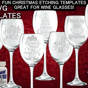 7 SVG Glass Etching Templates - Christmas Glass Etching Templates Great ...