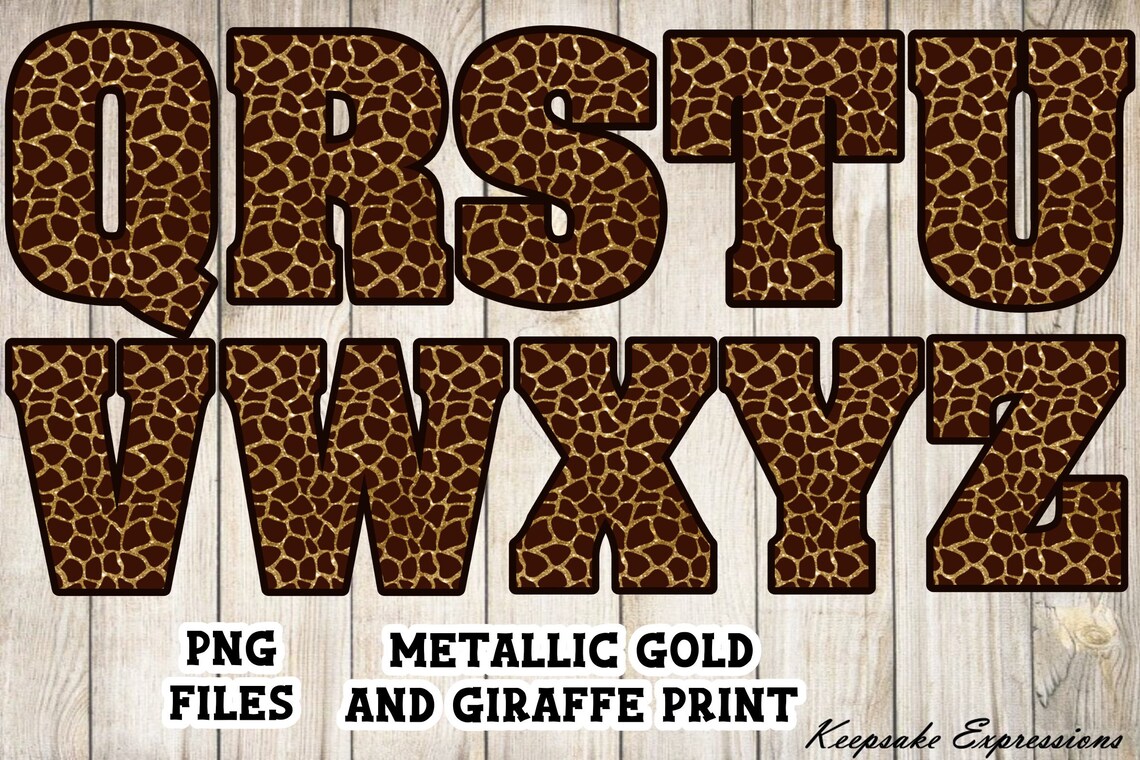 Giraffe Animal Print Font/letters With a Bonus Matching - Etsy