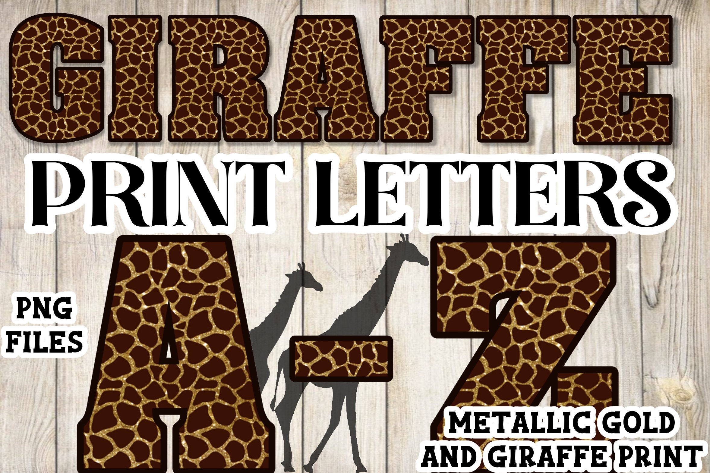 Giraffe Animal Print Font/Letters with a bonus matching | Etsy