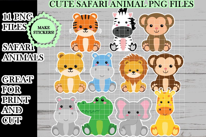 Print and Cut Safari Animal Png Files Safari Animals Print - Etsy