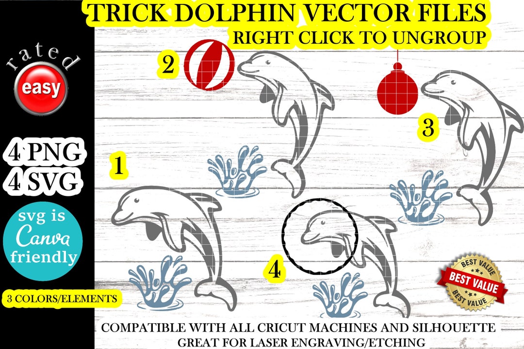 Dolphin Svg Files - Dolphins Doing Tricks Svg - Trick Dolphins Svg ...