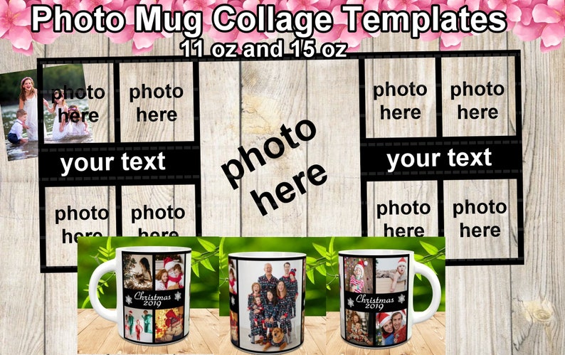 Photo Collage Mug Sublimation Templates Full Wrap 2 sizes | Etsy