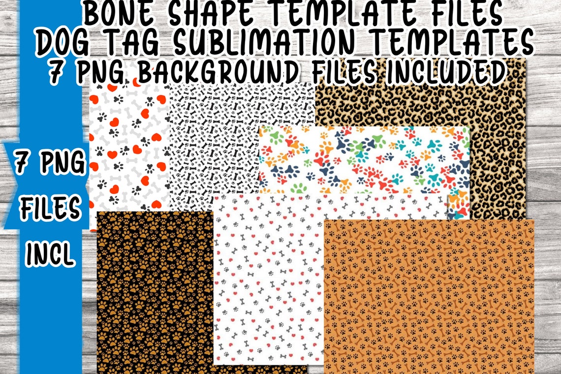 Bone Shape Pet Tag Sublimation Templates Full Page and - Etsy