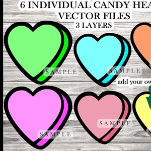 Conversations Hearts Svg - 6 Blank Conversation Hearts Svg - 6 Colors ...