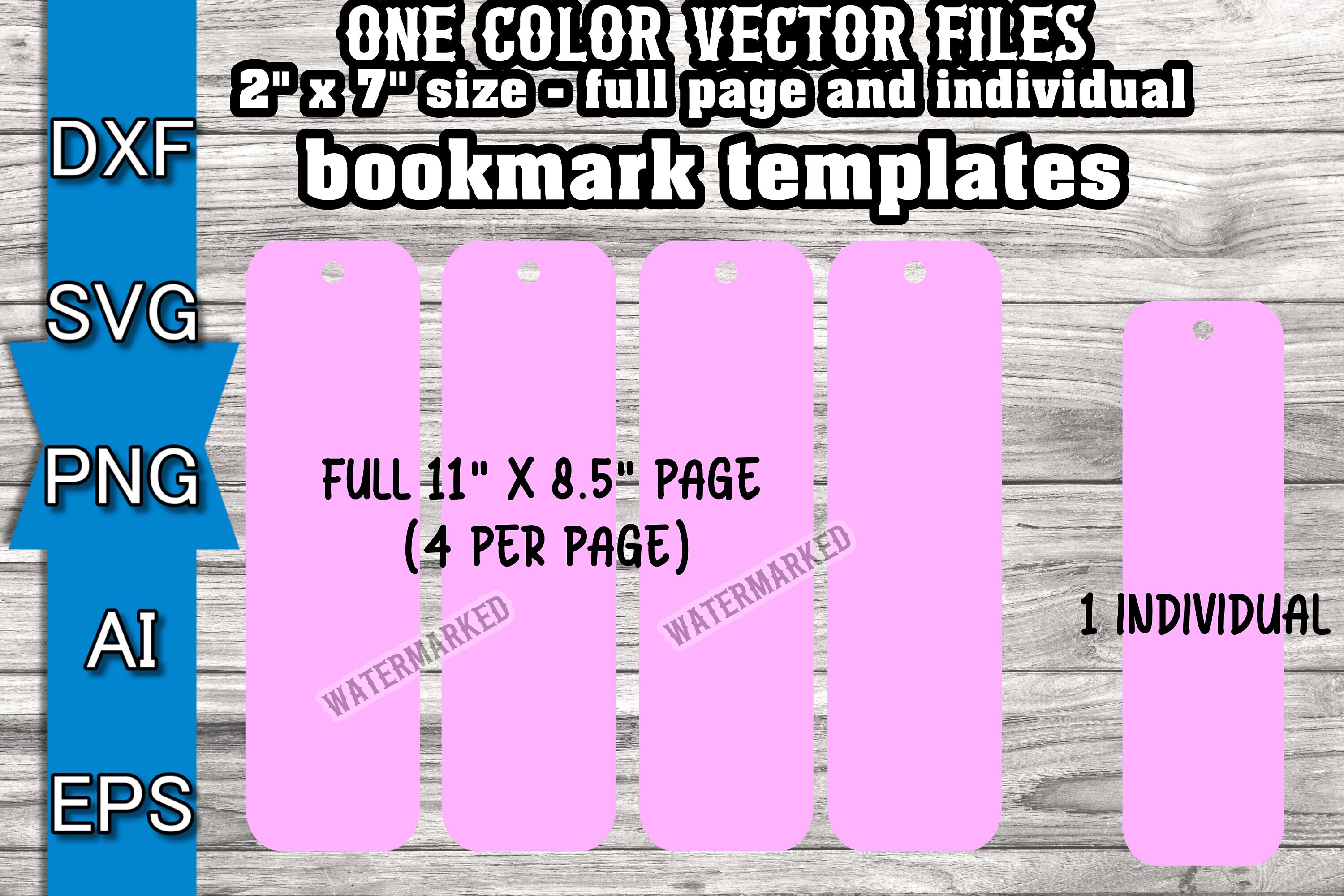 2 SVG Bookmark Templates Full Page and Individual Five - Etsy