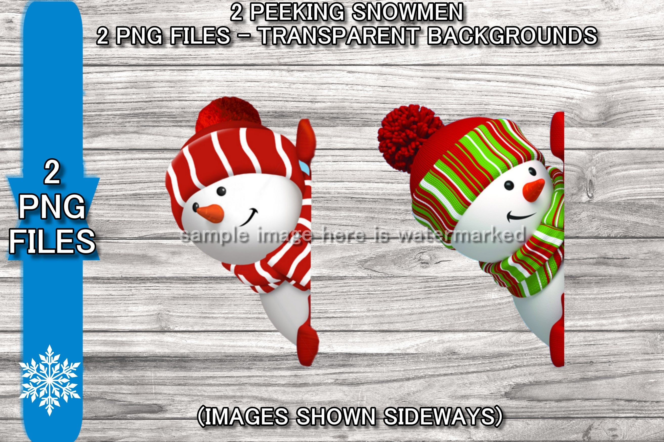 Peeking Snowmen Png Files Cute Transparent Background - Etsy