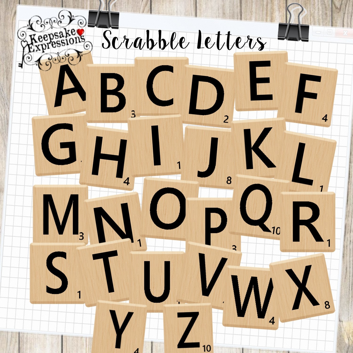 Digital Scrabble Font/Alphabet in .png format by | Etsy