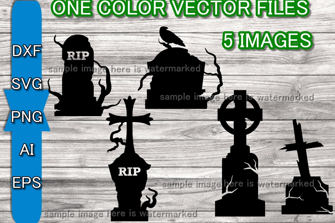 5 Tombstone Svg Cutting Files - 5 Gravestone Svg Files - Spooky ...