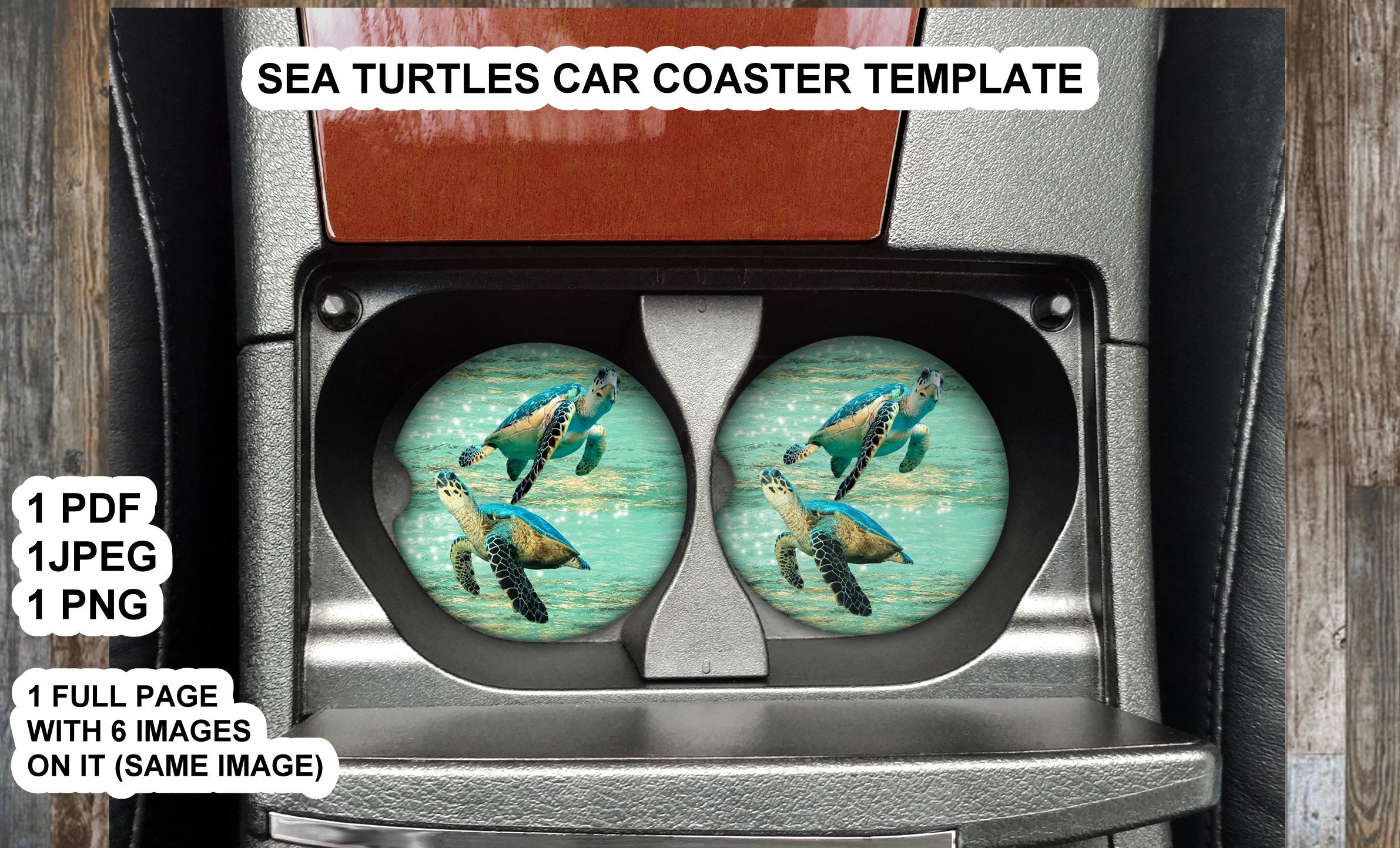 Sea Turtle Car Coaster Sublimation Templates full Page of 6 | Etsy