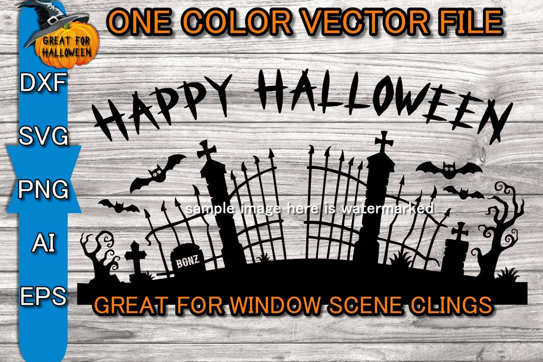 Halloween Scene Svg Cutting File - Spooky Happy Halloween Graveyard ...