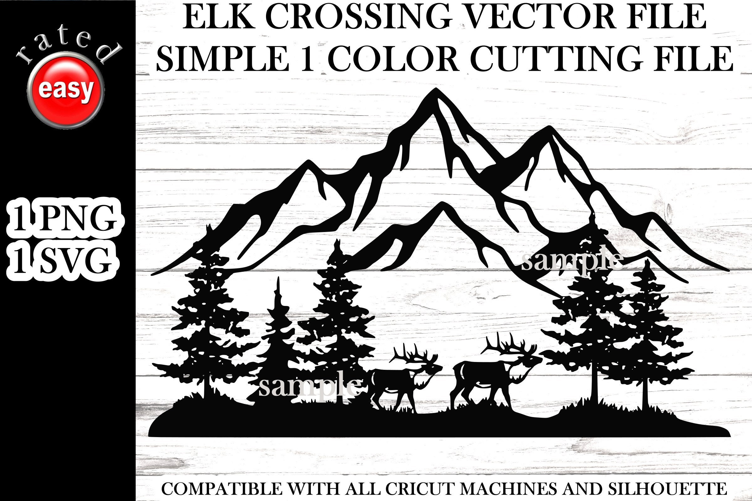 Elk and Mountains Svg Elk Hunting Svg Elk Landscape Svg Elk in Trees ...