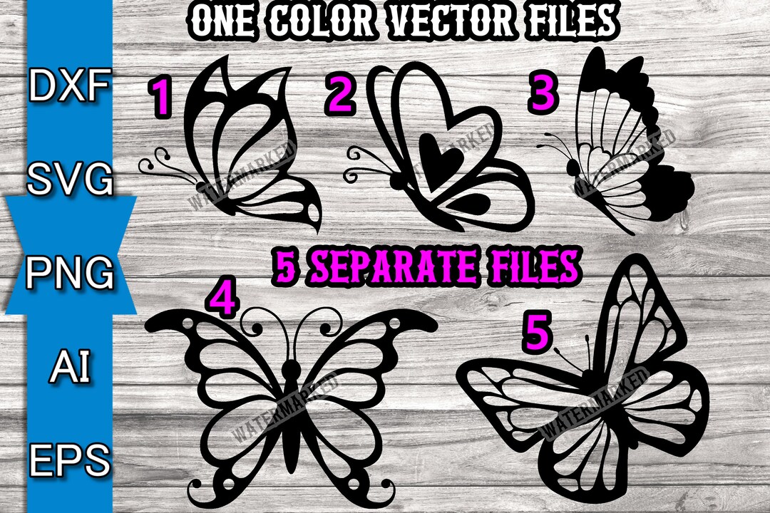 5 Simple Butterfly SVG Cutting Files - Bundle of Butterfly Vector Files ...