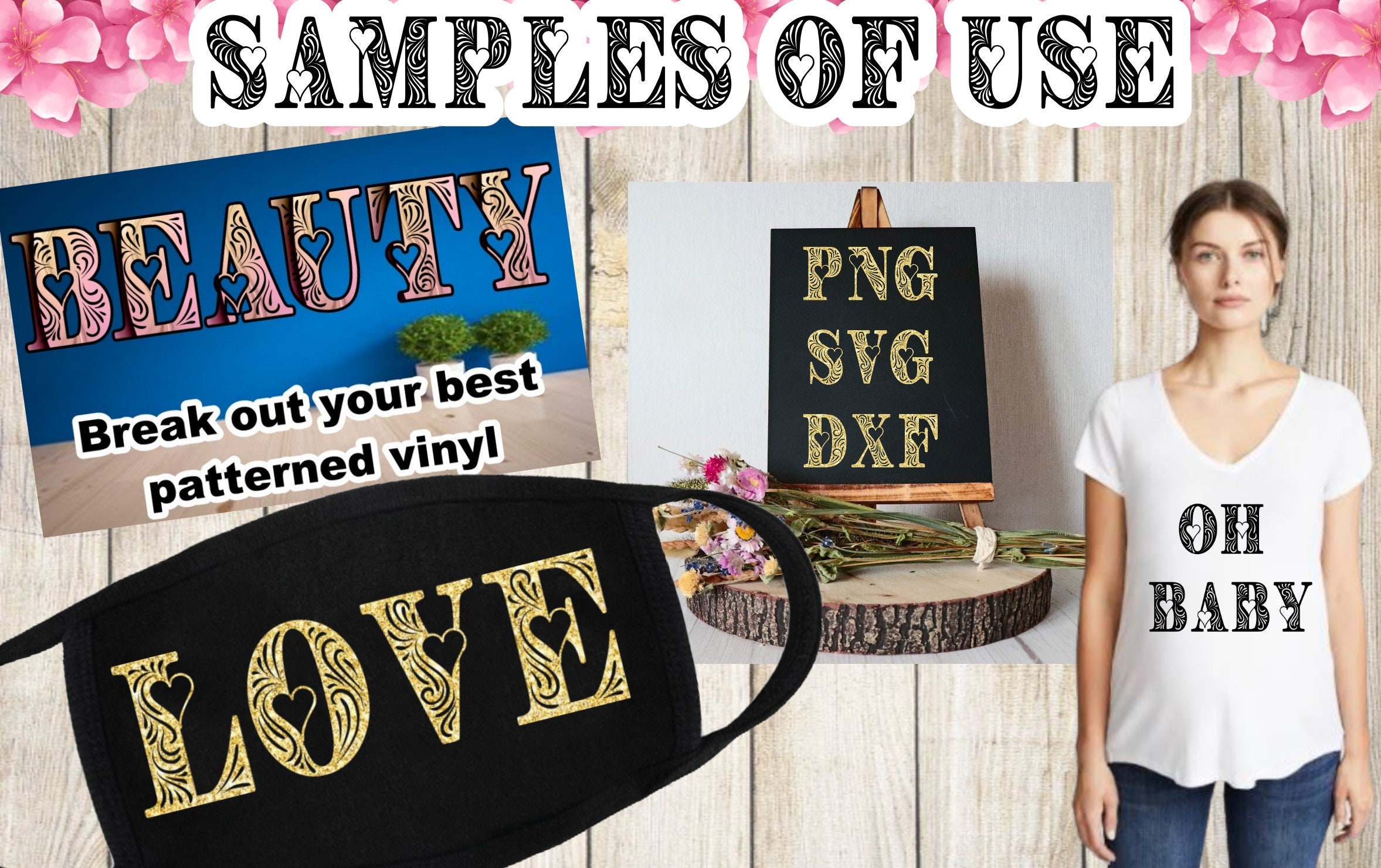 Fancy Heart Scroll Letters SVG Cutting Files Png Dxf Break - Etsy Canada