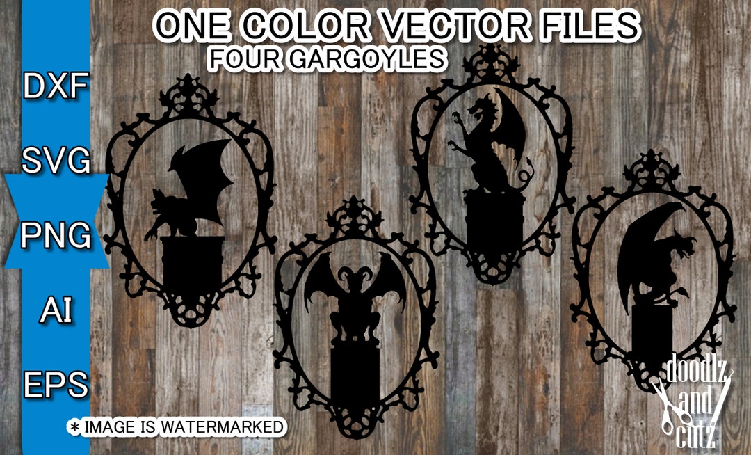 Gargoyles SVG, PNG, DXF, Eps, Ai File Types Included - 4 Different ...