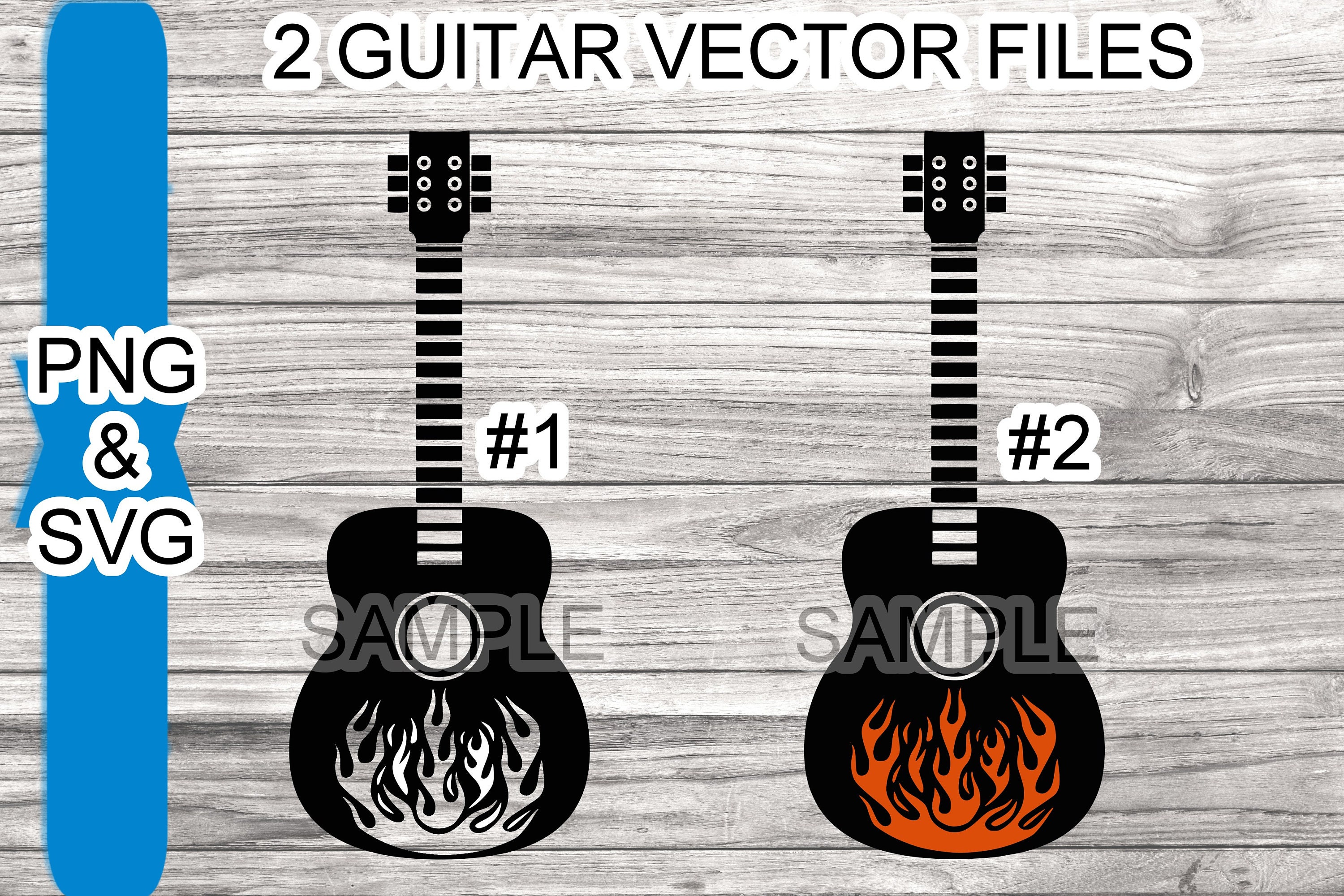 Guitar Svg Files 2 Separate Guitar Vector Files Guitar Cutting Files ...