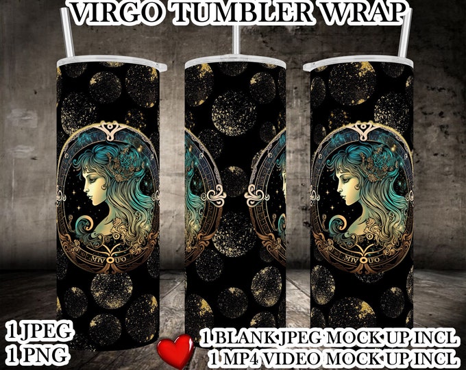 Virgo Sublimation Tumbler Template Virgo Tumbler Wrap Free VIDEO Mock ...