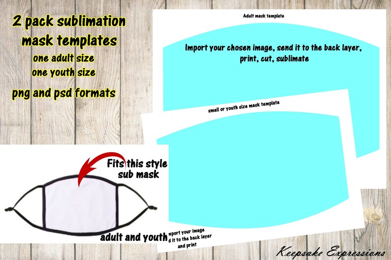 Sublimation Blank Face Mask Templates for DIY Face Mask Creations in ...