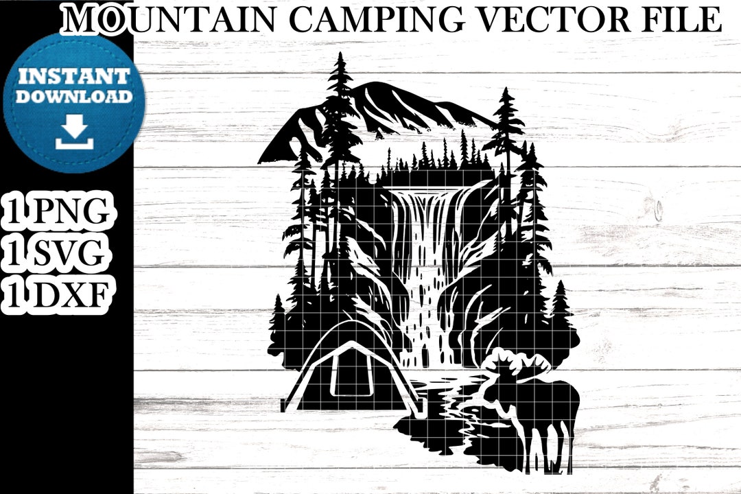 Mountain Camping Svg File - Mountain Stream Svg - Tent Camping Svg ...