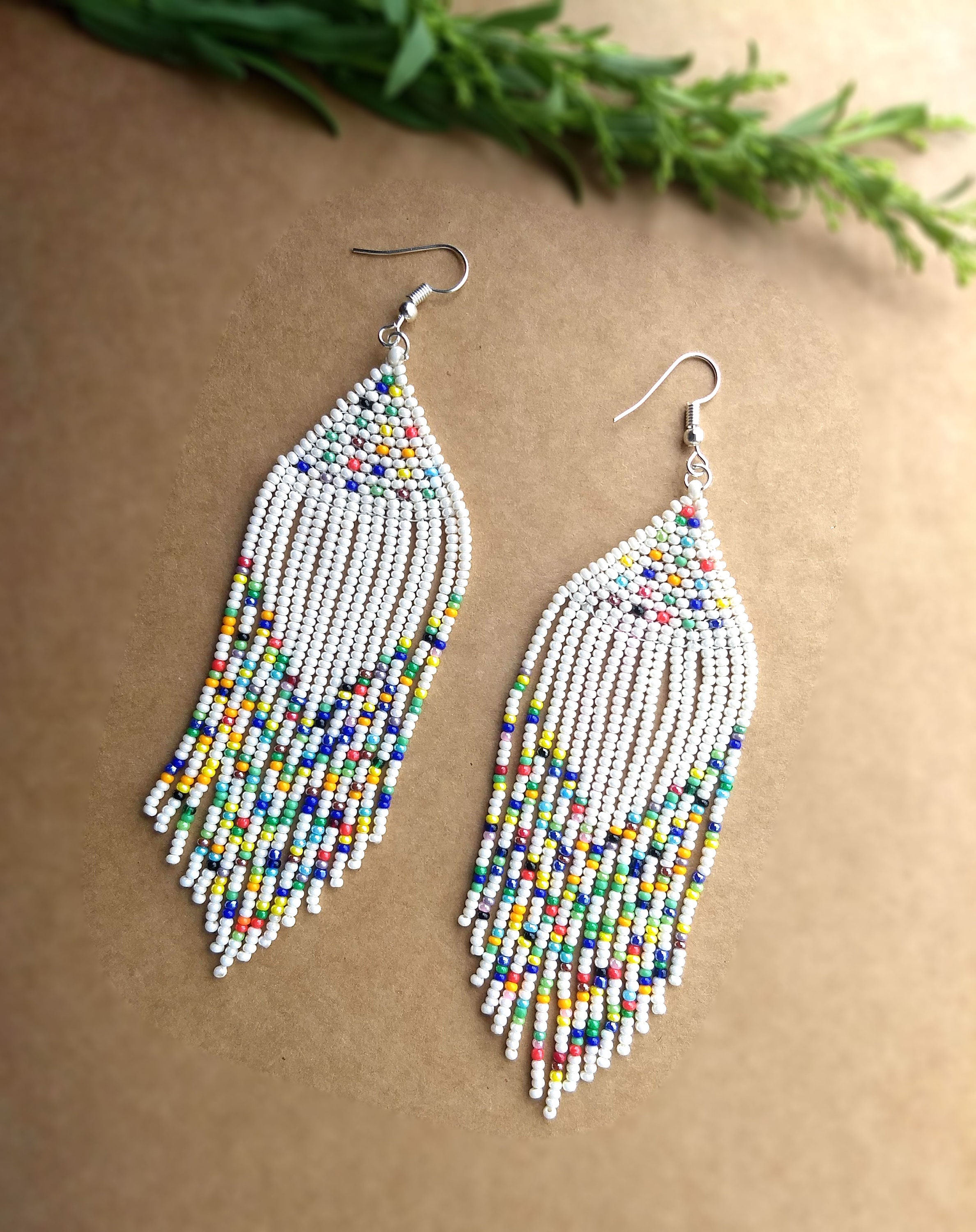 Fringe Seed Bead Earrings for Women, Earrings for Sensitive Ears, Long ...