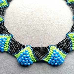 Colorful Beads Necklace, Beaded Collar Necklace, Seed Bead Necklace ...