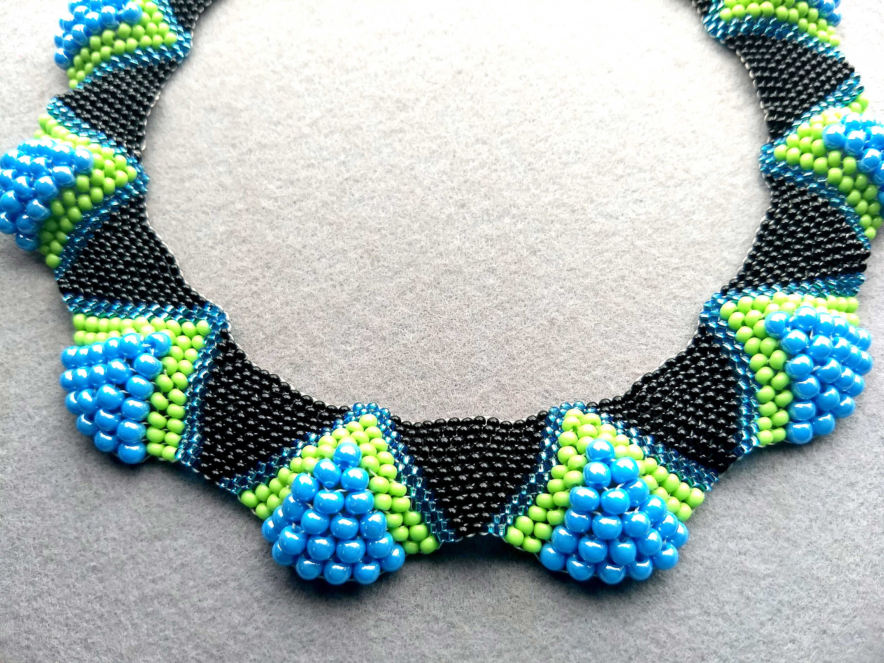 Colorful Beads Necklace, Beaded Collar Necklace, Seed Bead Necklace ...