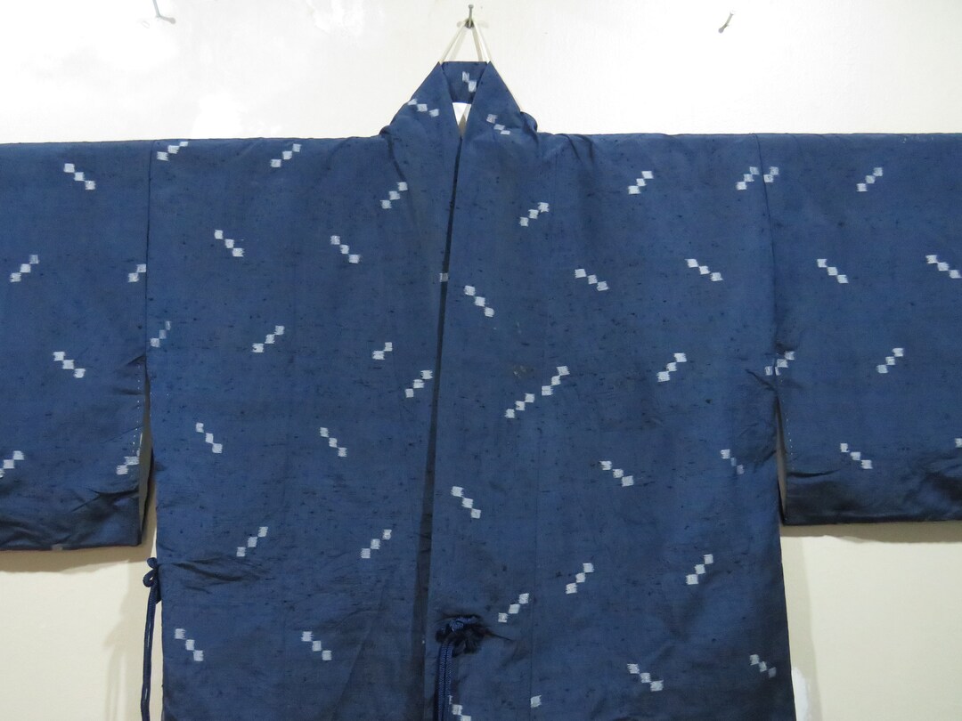 Vintage Japanese Jacket Haori Dark Blue Color Abstract Pattern Kimono ...